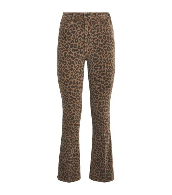MOTHER Cheetah Print The Hustler Flood Flared Jeans - Brown