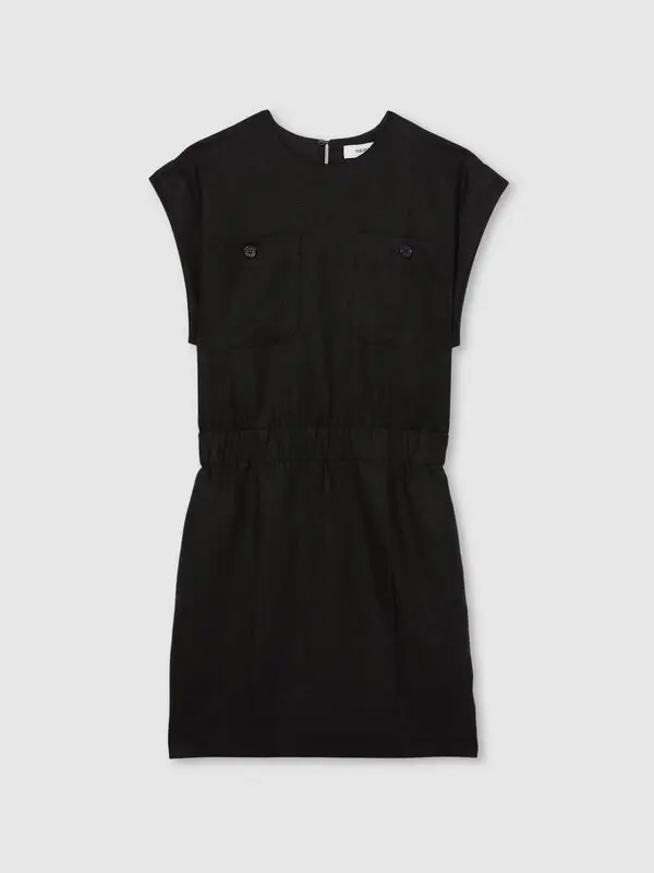 REISS Linen Short Sleeve Mini Dress