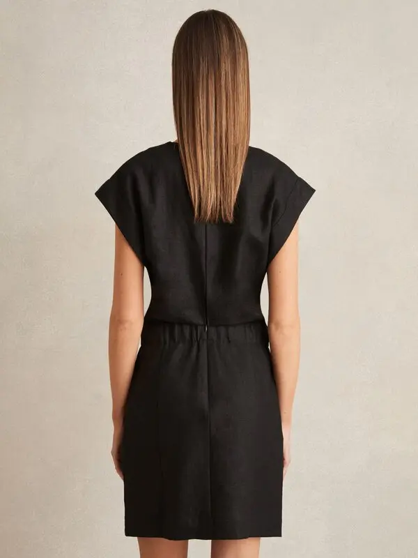 REISS Linen Short Sleeve Mini Dress
