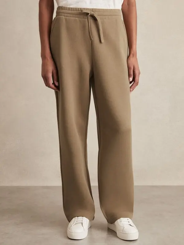 REISS Cotton-blend Interlock Wide-leg Joggers