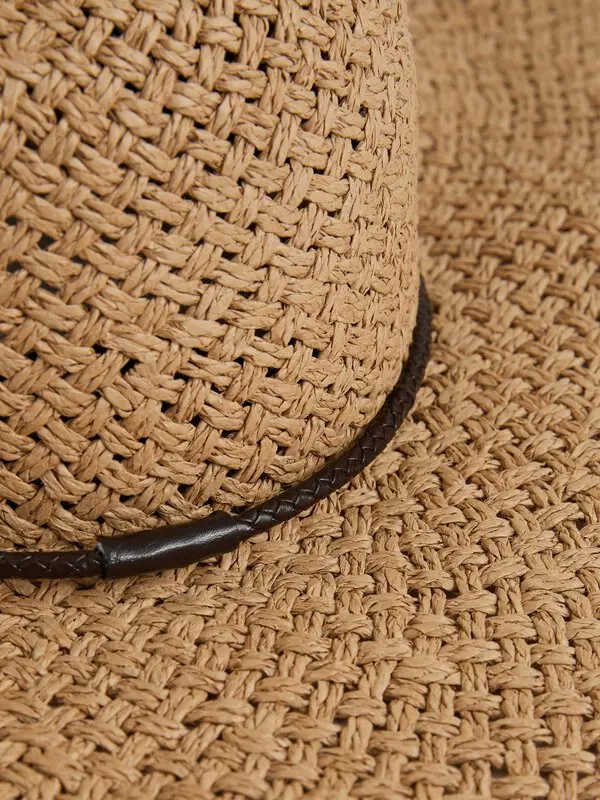 REISS Paper Woven Wide Brim Straw Hat