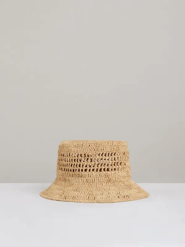 REISS Ramona Bucket Hat Straw Plain