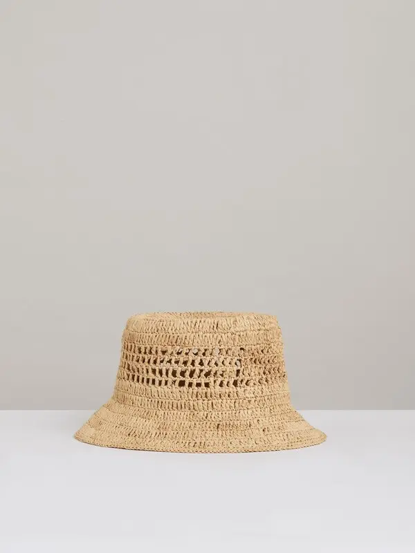 REISS Ramona Bucket Hat Straw Plain