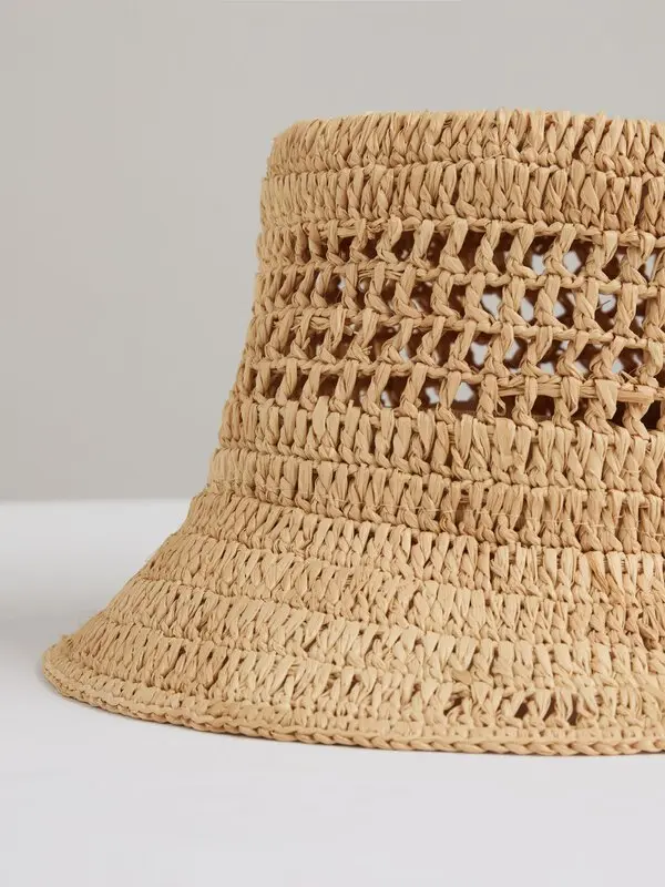REISS Ramona Bucket Hat Straw Plain
