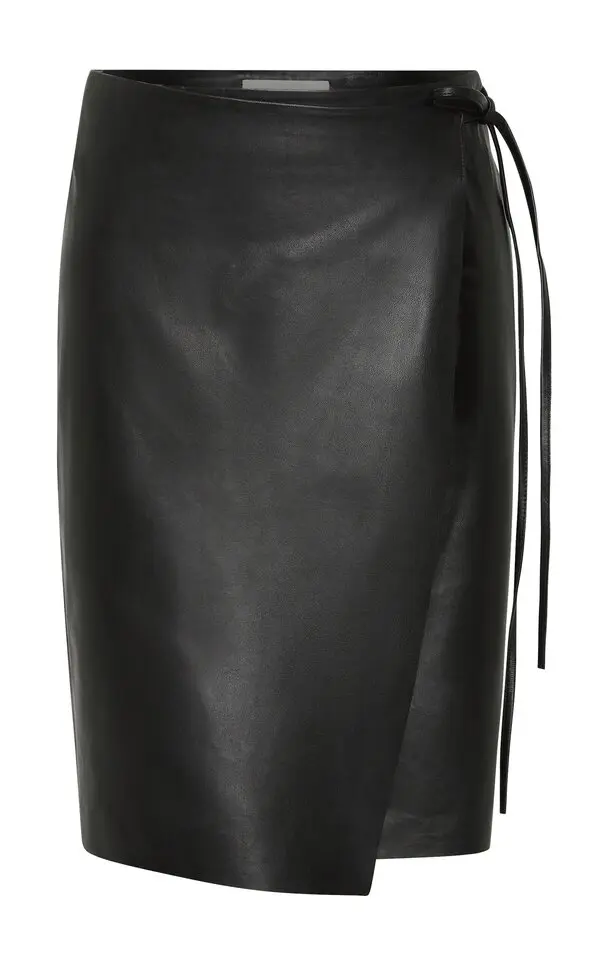 ST. AGNI Leather Wrap Skirt - Black