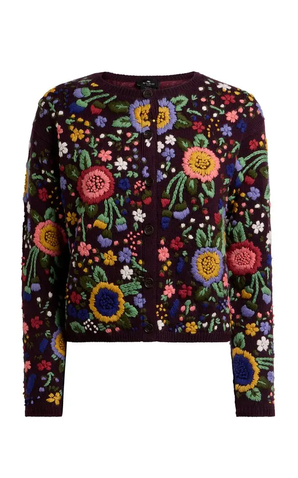 Etro Embroidered Wool Cardigan
