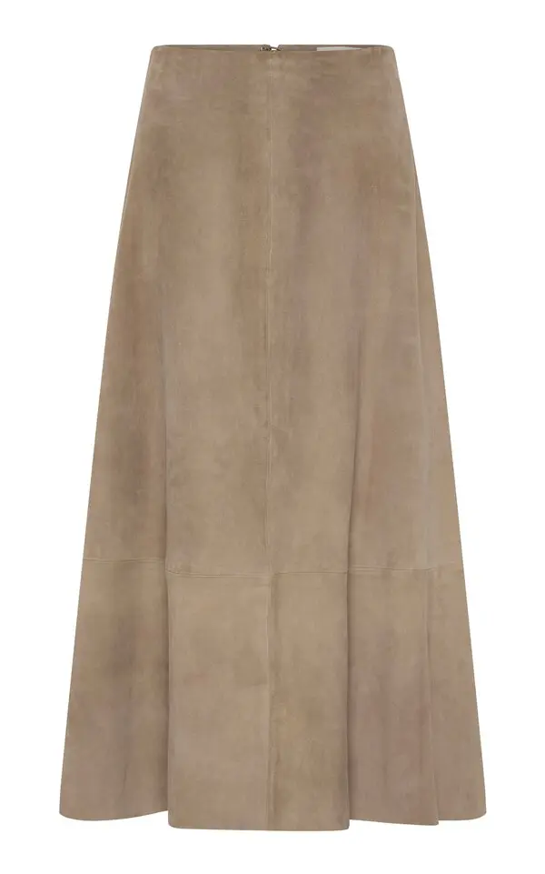 ST. AGNI Suede Circle Skirt - Neutral