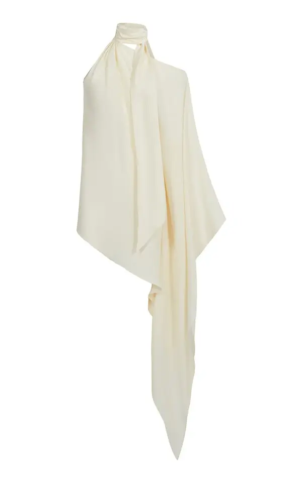 TALLER MARMO Atlas Scarf-neck Crepe Cady Mini Dress - Ivory