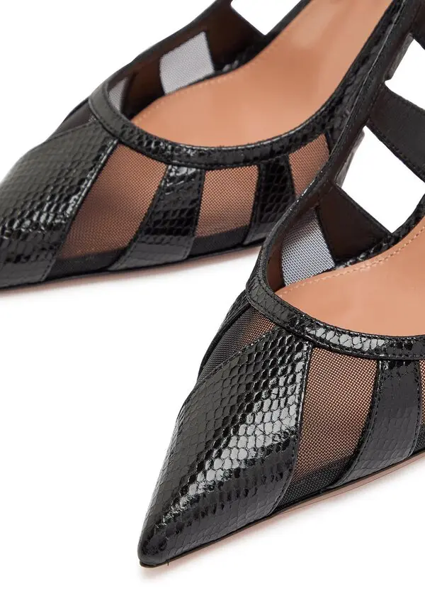AQUAZZURA Screen 85 Snake-effect Leather Pumps