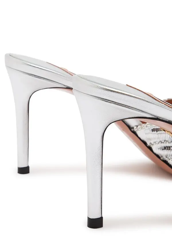 AQUAZZURA Ce Soir 75 Metallic Leather Mules