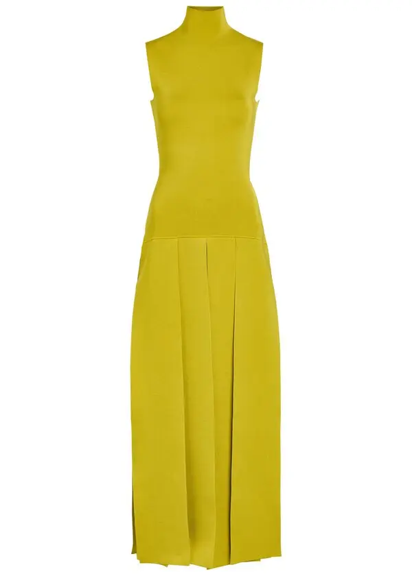 Alaïa Pleated Stretch Fine-knit Maxi Dress