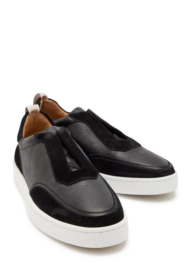 AURELIEN Leisure Panelled Grained Leather Sneakers