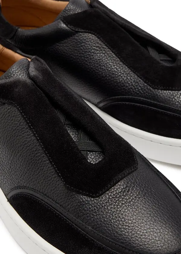 AURELIEN Leisure Panelled Grained Leather Sneakers