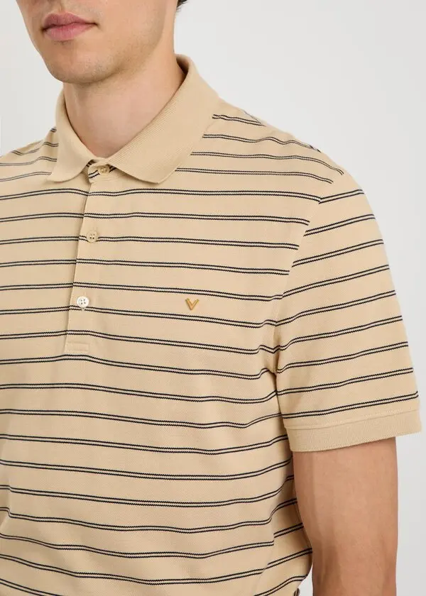 Valentino Garavani Striped Piqué Cotton Polo Shirt