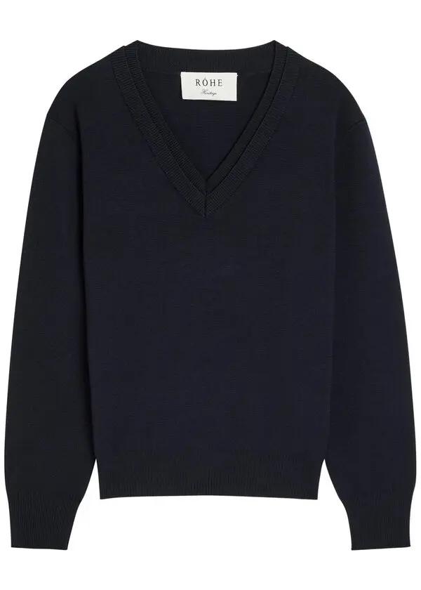 RÓHE V-neck Stretch-wool Jumper