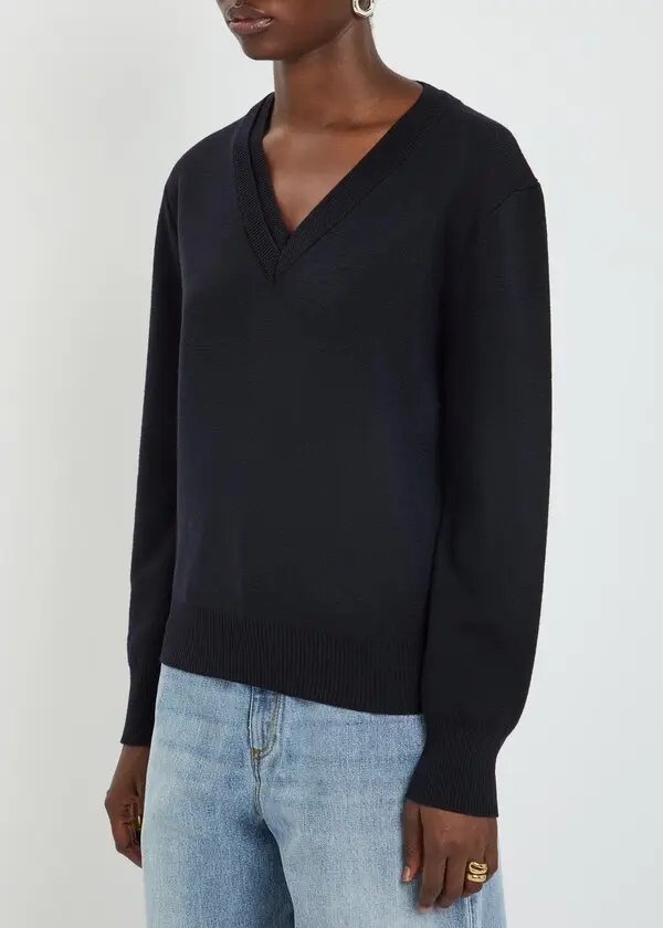 RÓHE V-neck Stretch-wool Jumper