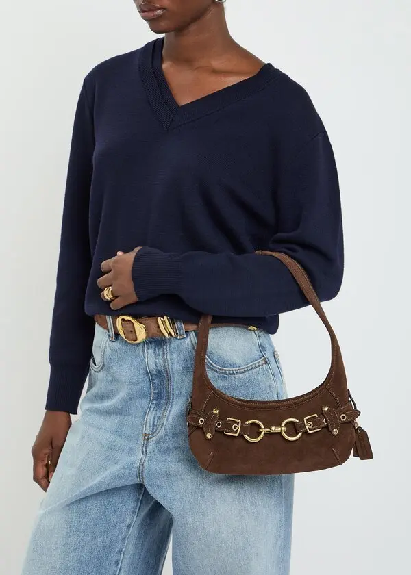 COACH Belted Ergo 26 Suede Shoulder Bag