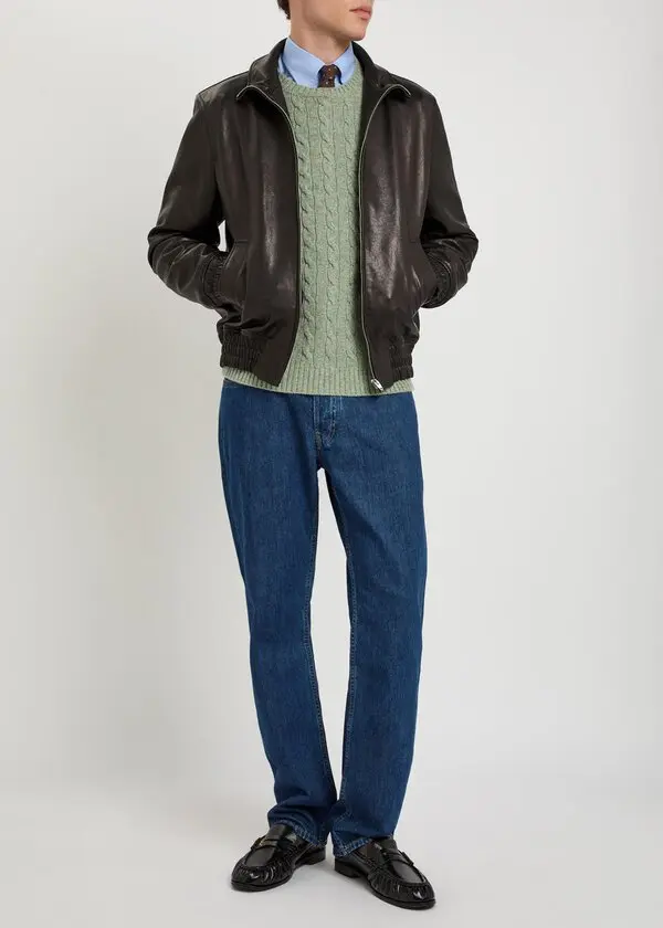 Valentino Garavani Funnel-neck Leather Jacket