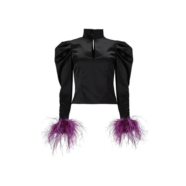 LITA COUTURE Taffeta Blouse With Feathers