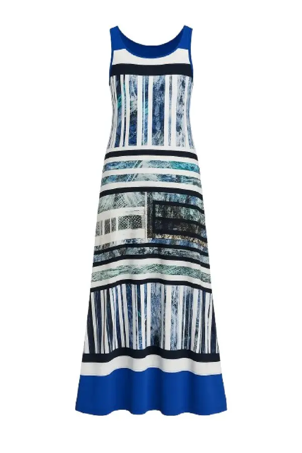 CONQUISTA Abstract Stripe Sleeveless Maxi Dress