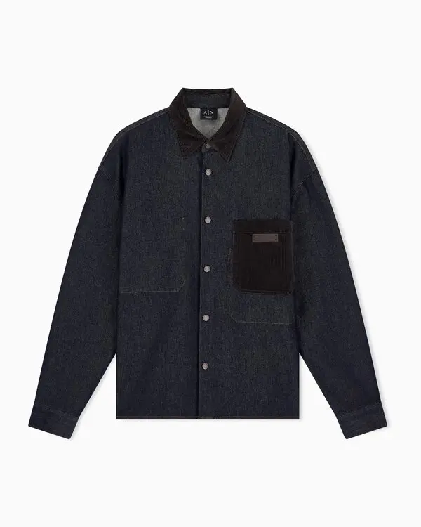 Armani Exchange Oversized Shirt In Stretch Cotton Denim