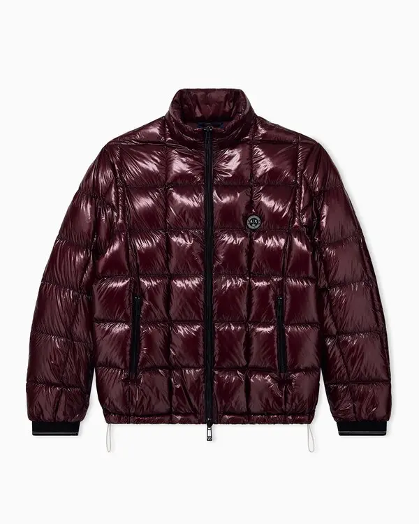 Armani Exchange Quilted Down Jacket With Stand Collar - Red