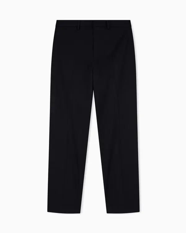 Armani Exchange Regular Fit Trousers Stretch Viscose - Black