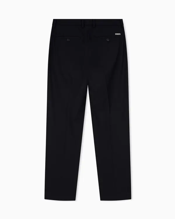 Armani Exchange Regular Fit Trousers Stretch Viscose - Black