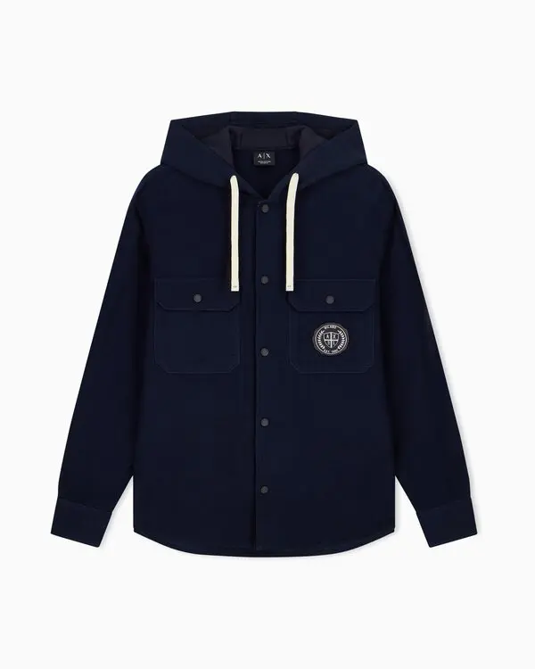 Armani Exchange Oversized Shirt In Cotton Moleskin - Navy Blue