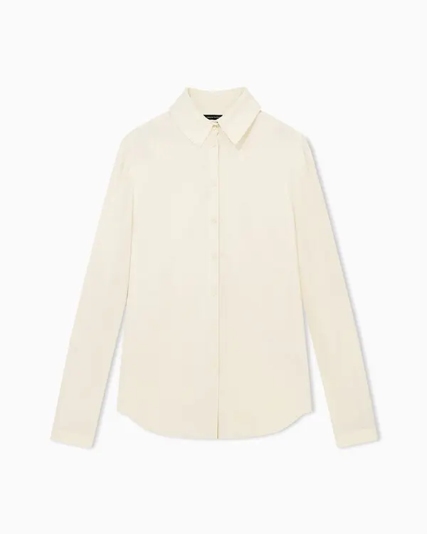 Armani Exchange Slim-fit Shirt In Fluid Viscose Crepe - Beige