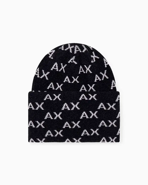 Armani Exchange Beanie Hat Viscose Blend - Black