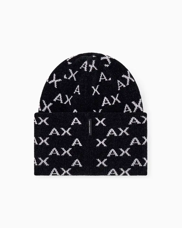 Armani Exchange Beanie Hat Viscose Blend - Black