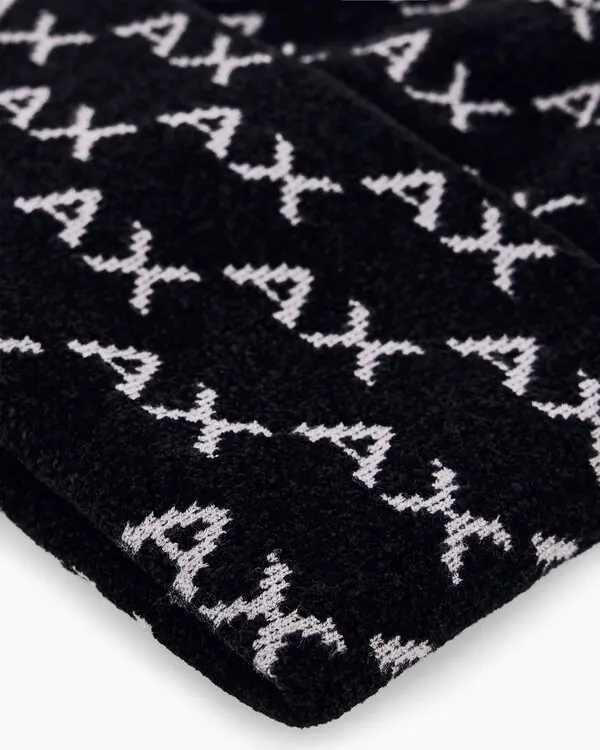 Armani Exchange Beanie Hat Viscose Blend - Black
