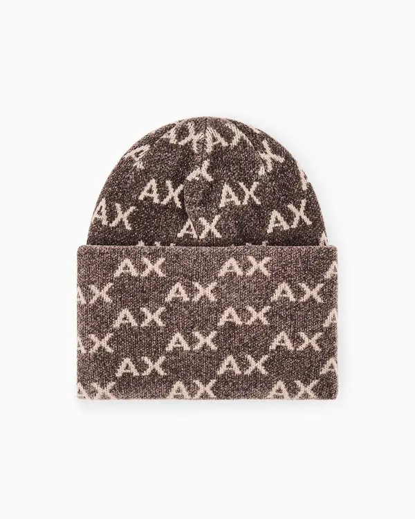 Armani Exchange Beanie Hat Viscose Blend - Brown