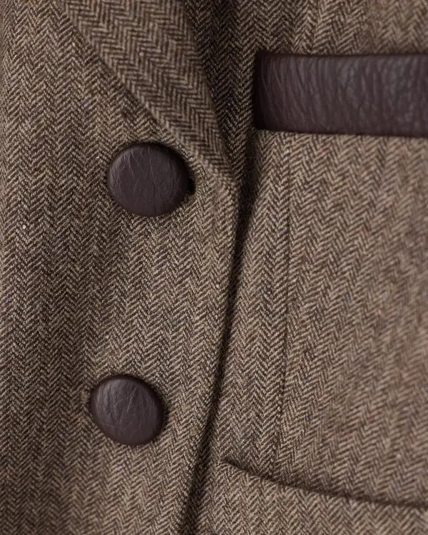 Armani Exchange Double Breasted Waistcoat In Herringbone Virgin Wool And Silk Blend