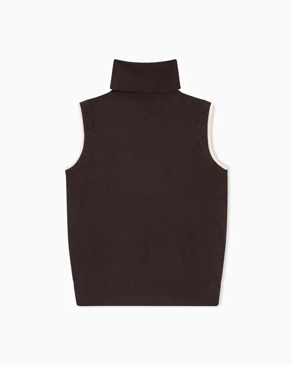 Armani Exchange Slim Fit Knit Top In Viscose Wool And Cashmere - Brown