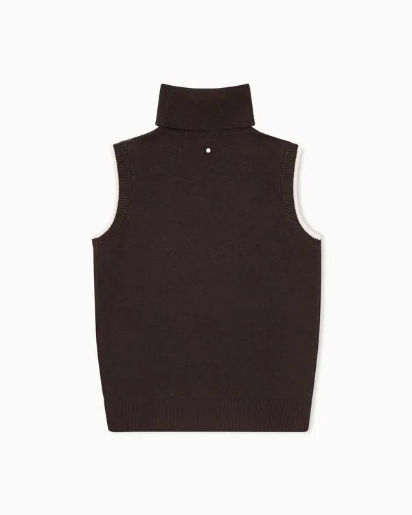 Armani Exchange Slim Fit Knit Top In Viscose Wool And Cashmere - Brown