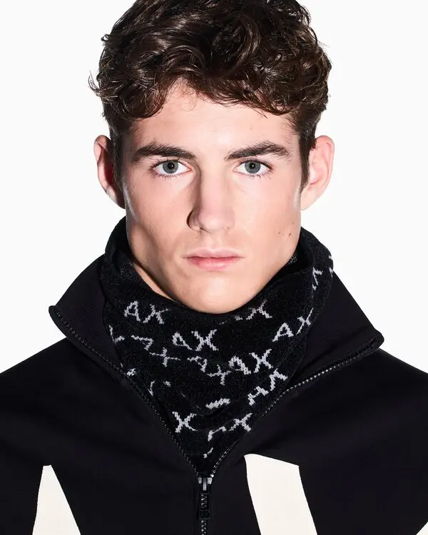 Armani Exchange Scarf Knitted In Blended Fabric - Black