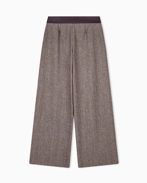 Armani Exchange Relaxed Fit Trouser In Herringbone Virgin Wool And Silk