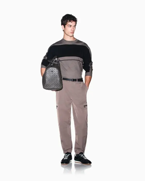 Armani Exchange Regular Fit Pullover In Virgin Wool And Cotton Blend - Brown