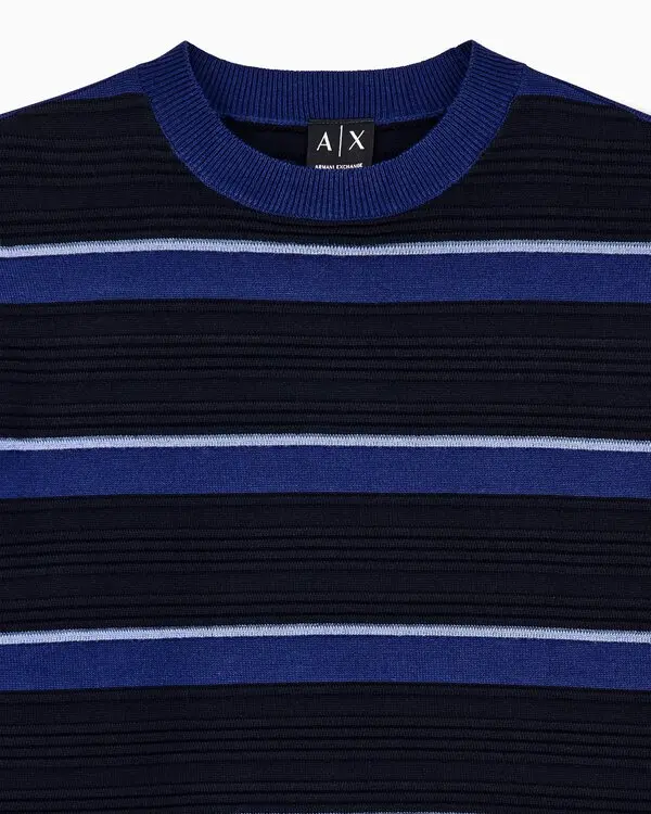 Armani Exchange Regular Fit Pullover In Virgin Wool And Cotton Blend