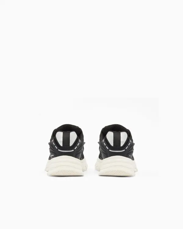 Armani Exchange Mesh And Suede Lace-up Sneakers - Black