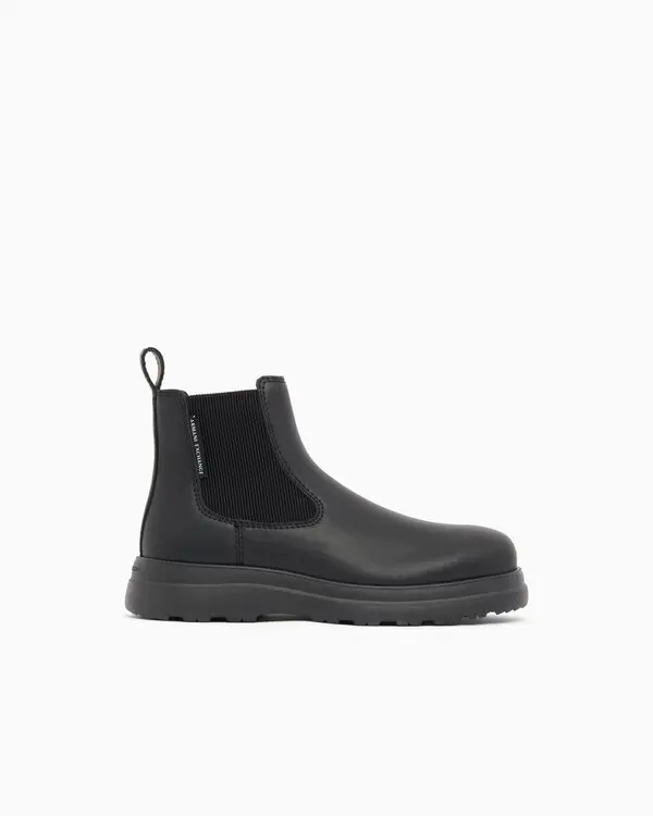 Armani Exchange Matte Action Leather Chelsea Boots
