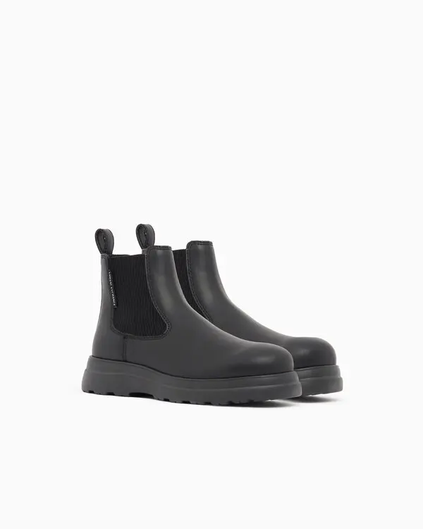 Armani Exchange Matte Action Leather Chelsea Boots