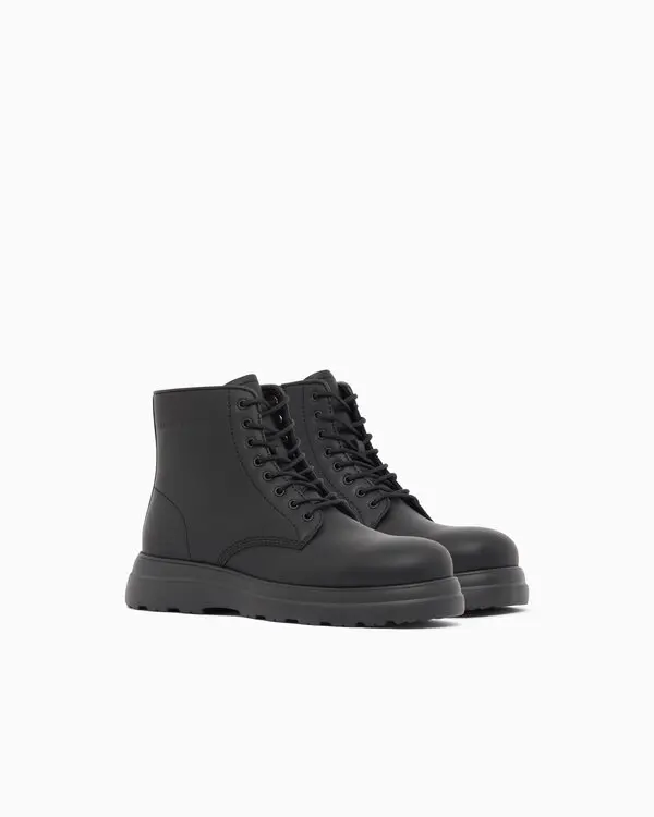 Armani Exchange Matte Action Leather Lace-up Boots