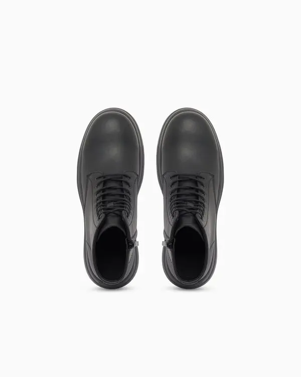 Armani Exchange Matte Action Leather Lace-up Boots
