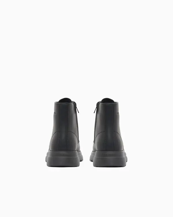 Armani Exchange Matte Action Leather Lace-up Boots