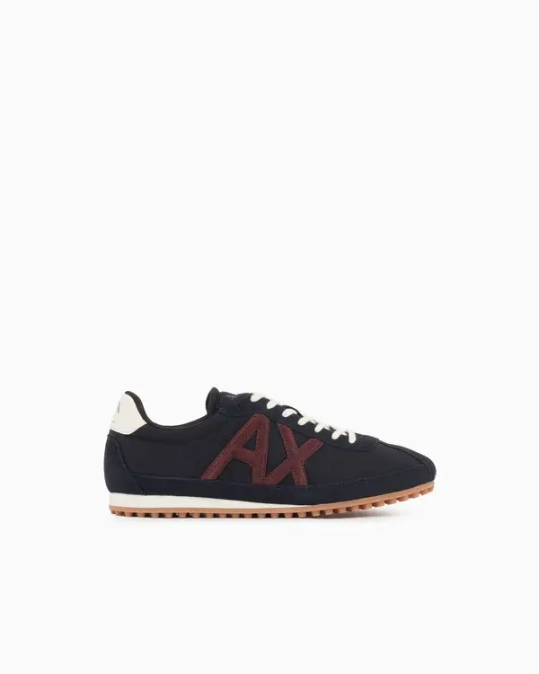 Armani Exchange Lace-up Nylon And Suede Sneakers - Navy Blue