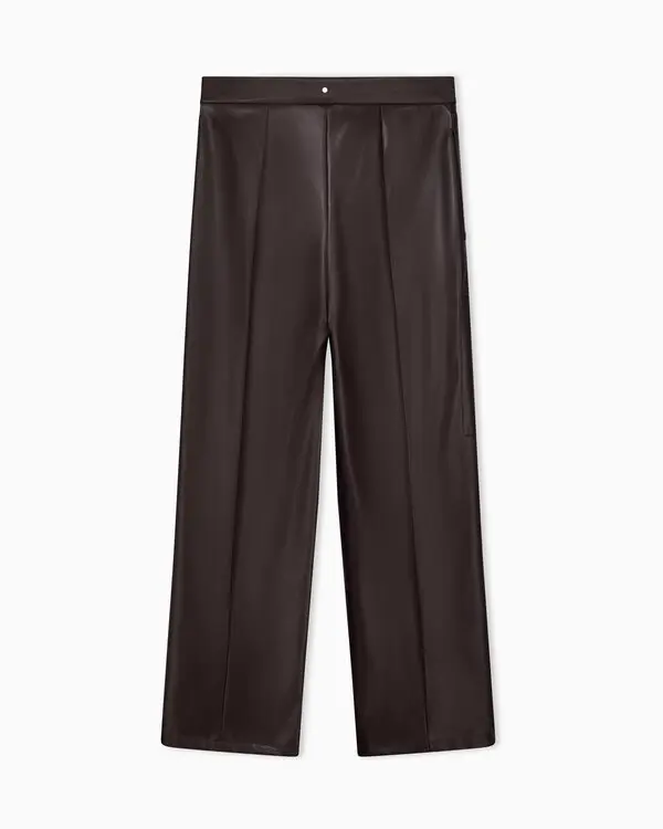 Armani Exchange Coated Fabric Oversized Fit Trousers With Rib Details
