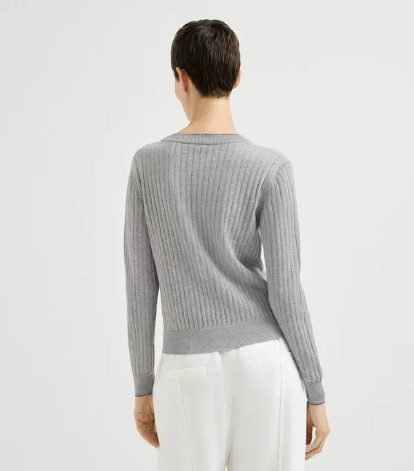 Brunello Cucinelli Cotton Ribbed V-neck Sweater